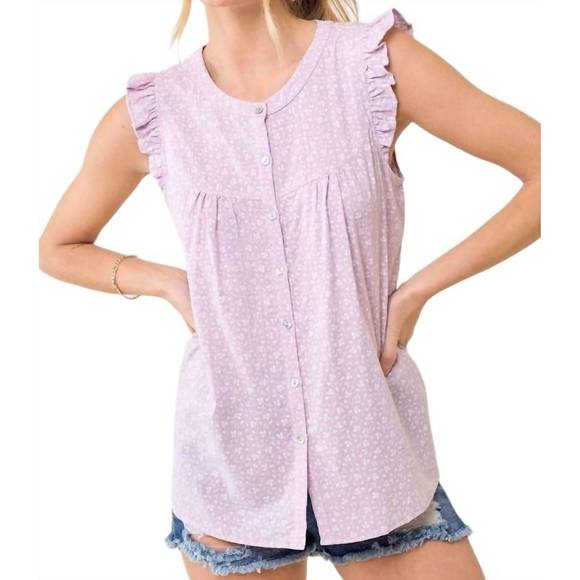 DOE AND RAE | Tops | New Doe And Rae Ruffle Sleeve Button Down Top In ...